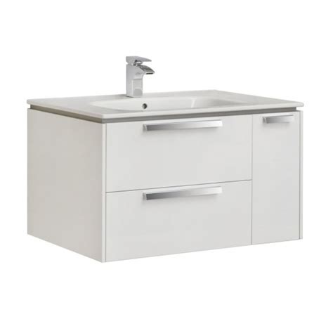 Долен шкаф с чекмеджета 80см бял гланц Roca Lago Unik A851612806