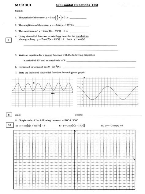 Sinusoidal Functions Test Plus Solutionss Pdf