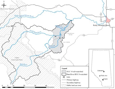 Map Of The Ram River Huc 8 Watershed And Huc 10 Sub Watersheds Inset