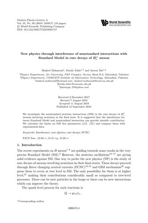 Pdf New Physics Through Interference Of Nonstandard Interactions With Standard Model In Rare