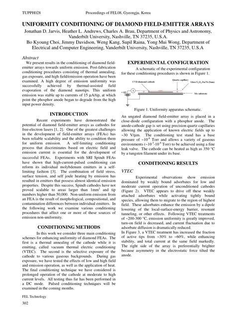Pdf Uniformity Conditioning Of Diamond Field Emitter Arrays