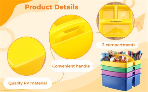 Battipaw 6pcs Classroom Caddy Organizer Plastic Caddy Storage With Handle School