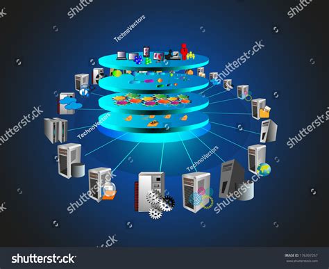 Vector Illustration Service Oriented Layer Architecture Stock Vector