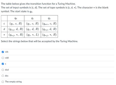 Solved The Table Below Gives The Transition Function For A Chegg