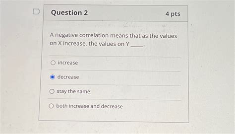 Solved Question PtsA Negative Correlation Means That As Chegg