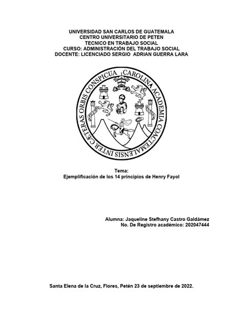 14 Principios De Henry Fayol Pdf