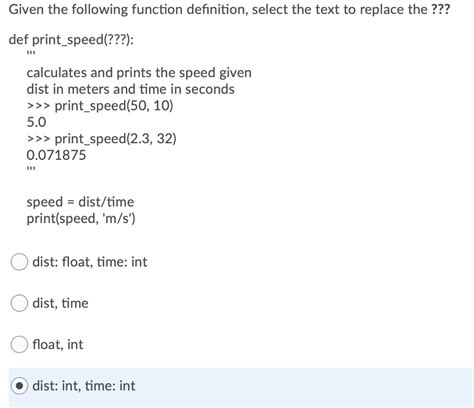 solved given the following function definition select the