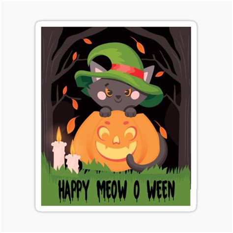 Happy Meow O Ween Blood Moon Halloween Sticker For Sale By Jeuliet Br