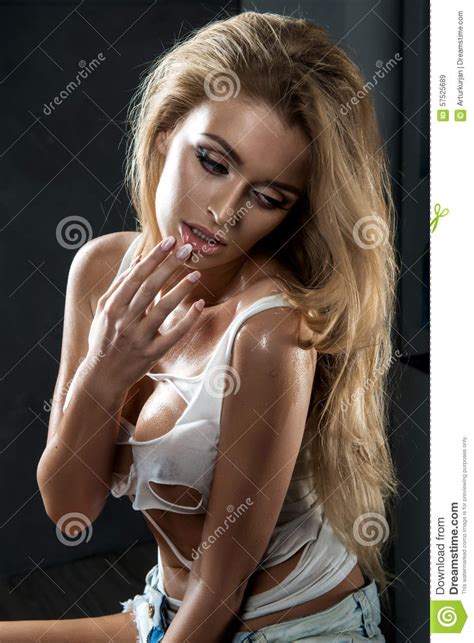 Sensual Blonde Woman With Perfect Body Stock Image Image Of Person Graceful