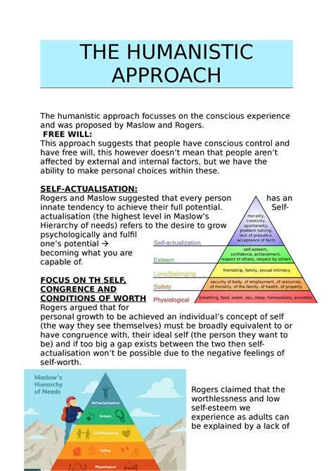 The Humanistic Approach The Humanistic Approach The Humanistic Approach Focusses On The