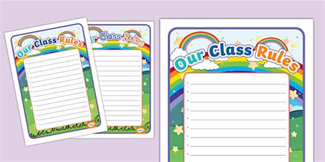 Rainbow Our Class Rules Display Poster Professor Feito