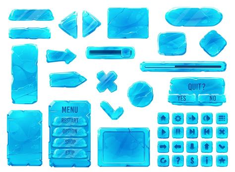Ice Crystal Buttons Cartoon Interface Game Ui Gui 11592544 Vector Art
