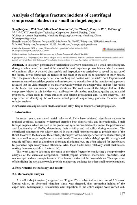 Pdf Analysis Of Fatigue Fracture Incident Of Centrifugal Compressor Blades In A Small Turbojet