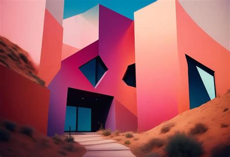 Vibrant Color Gradient Abstract Architecture Premium Ai Generated Image