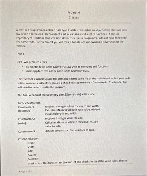 Solved Project 4 Classes A Closs Is A Programmer Defined