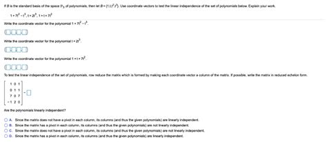 solved if b is the standard basis of the space p3 of
