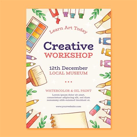 Premium Vector Hand Drawn Creative Workshop Poster Template