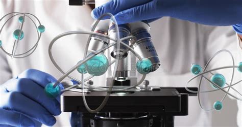 Animation Of Molecules Chemical Structures Over Scientist Using