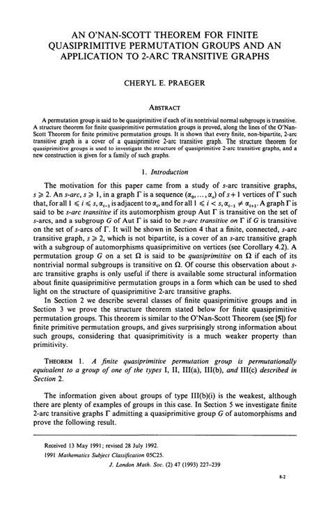 Pdf An Onan Scott Theorem For Finite Quasiprimitive Permutation