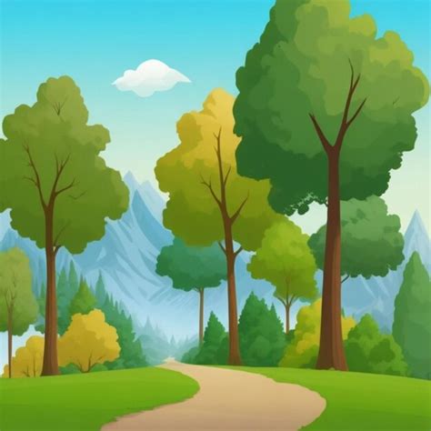 Premium Vector Vector Nature Scene With Various Forest Trees And Walkway Lane Path