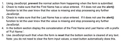 Solved 1 Using Javascript Prevent The Normal Action From