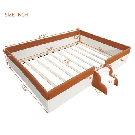 Queen Size Upholstered Daybed Frame With Fence And Stairs Bed Bath