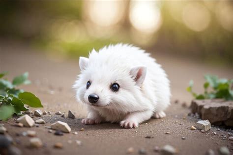 Premium Photo Adorable Whiskers Cute White Little Hedgehog With A Purpose