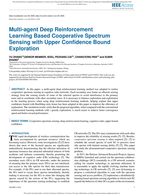 Pdf Multi Agent Deep Reinforcement Learning Based Cooperative