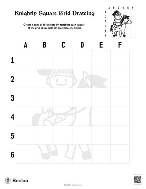 Knightly Square Grid Drawing • Beeloo Printable Crafts And Activities