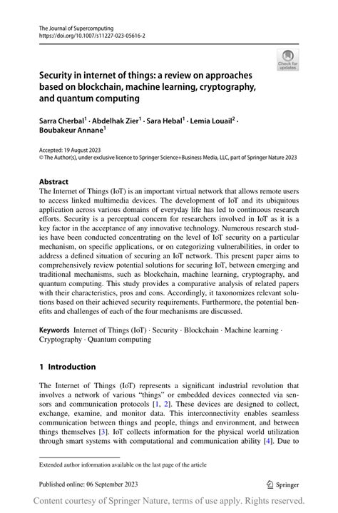 Security In Internet Of Things A Review On Approaches Based On Blockchain Machine Learning