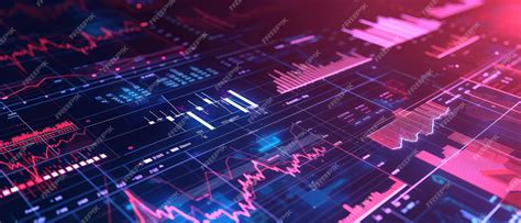 Premium Photo Dynamic Stock Market Data Visualization In Blue And Red