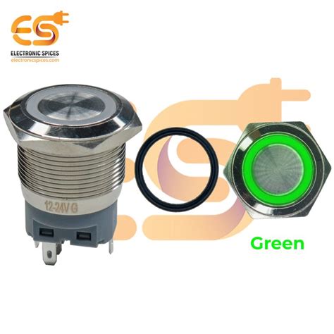 Buy Control Panel Mm V Ring Light Non Lock Push Button Metal Switch With Green Indicator