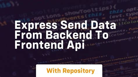 Express Send Data From Backend To Frontend Api Youtube
