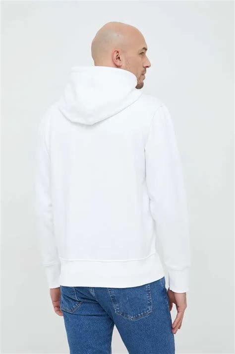 Кофта Calvin Klein Jeans чоловіча колір білий з капюшоном однотонна ...