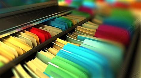 3d 일러스트레이션 서랍 배경에 파일이 넘쳐나는 노트북 화면 컴퓨터 작업 배경 컴퓨터 기술 배경 파일러 배경 이미지 Hd 컴퓨터 작업 컴퓨터 기술 파일러 배경