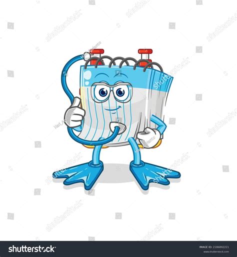 Notebook Diver Cartoon Cartoon Mascot Vector Stock Vector Royalty Free