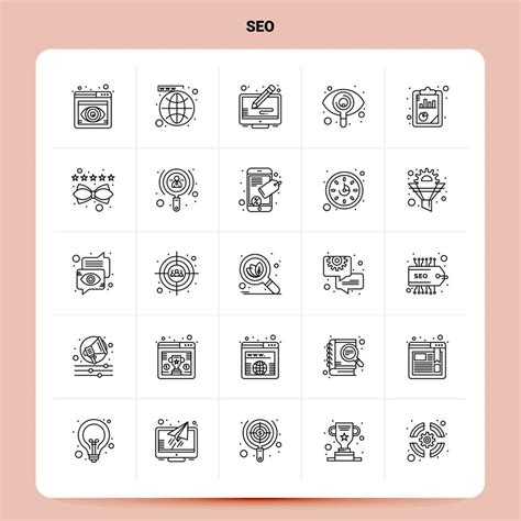 Outline 25 Seo Icon Set Vector Line Style Design Black Icons Set Linear Pictogram Pack Web And