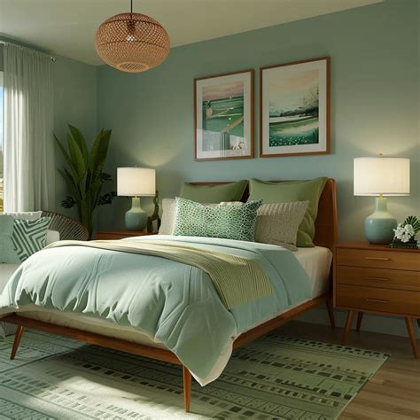 Mid Century Modern Bedroom Green