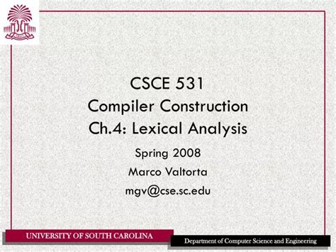 Ppt Csce 531 Compiler Construction Ch4 Lexical Analysis Powerpoint