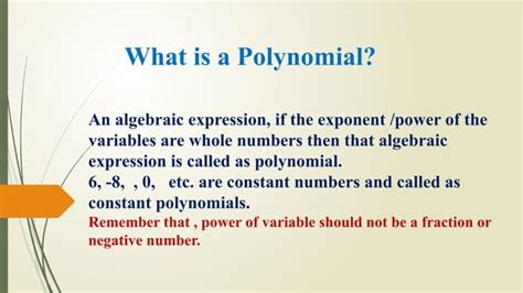 Mathematics Polynomials And Is Different Types Ppt
