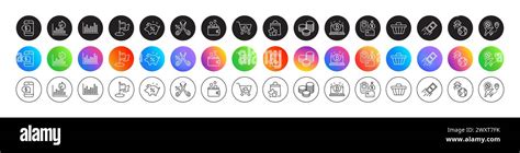 Report Timer Bar Diagram And Internet Shopping Line Icons For Web App