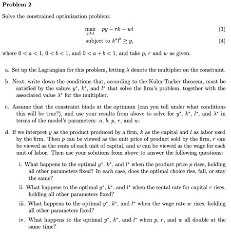 Solved Problem 2 Solve The Constrained Optimization Problem