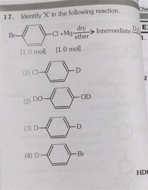 Identify ' X ' in the following reaction. (1) [2H]c1ccc(Cl)cc1 (2) [O]c1c..