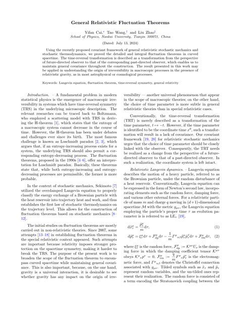 Pdf General Relativistic Fluctuation Theorems