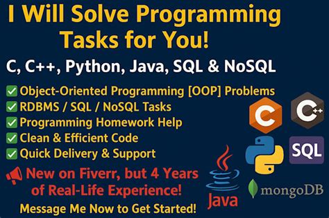 Solve Programming Tasks In C Cpp Python Java Sql And Nosql By M