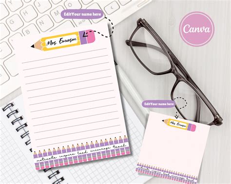 Editable Name Teachers Notepad Custom Name Memopad Editable Name