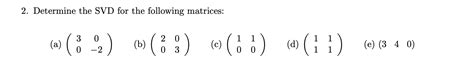 Solved 2 Determine The Svd For The Following Matrices A