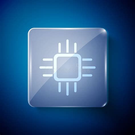 White Computer Processor With Microcircuits Cpu Icon Isolated On Blue Background Chip Or Cpu