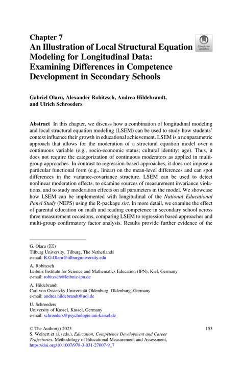 Pdf An Illustration Of Local Structural Equation Modeling For Longitudinal Data Examining
