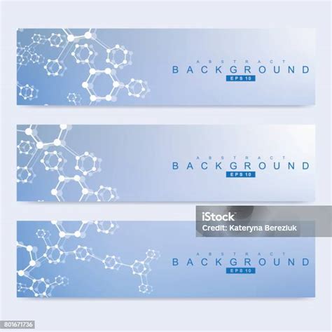 현대 벡터 배너의 과학적 설정 합니다 연결된 라인 및 점 Dna 분자 구조입니다 과학 벡터 배경입니다 의료 Tecnology 화학 디자인 Dna에 대한 스톡 벡터 아트 및